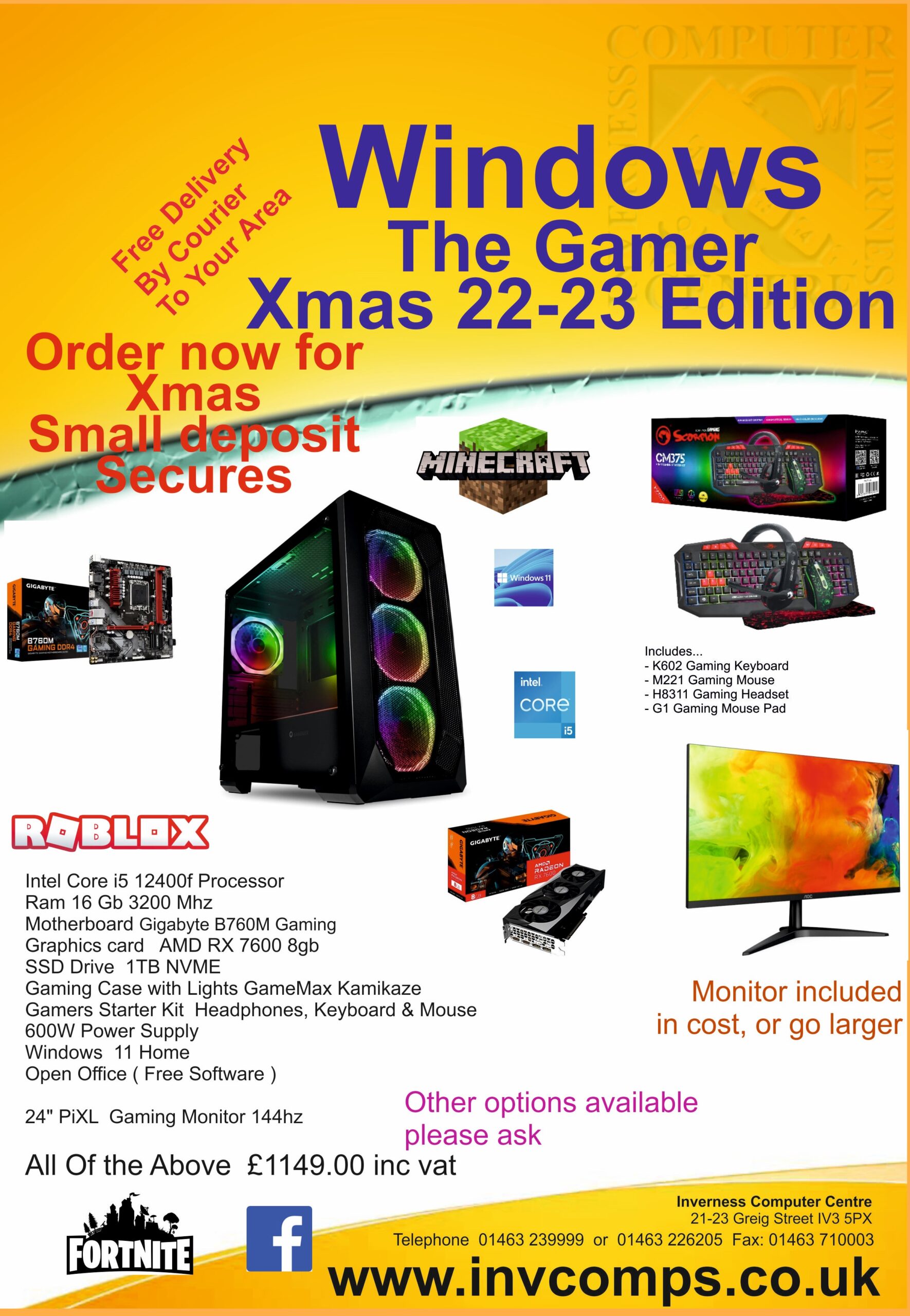 Complete Gaming Computer System Xmas 2023 - Inverness Computer Centre